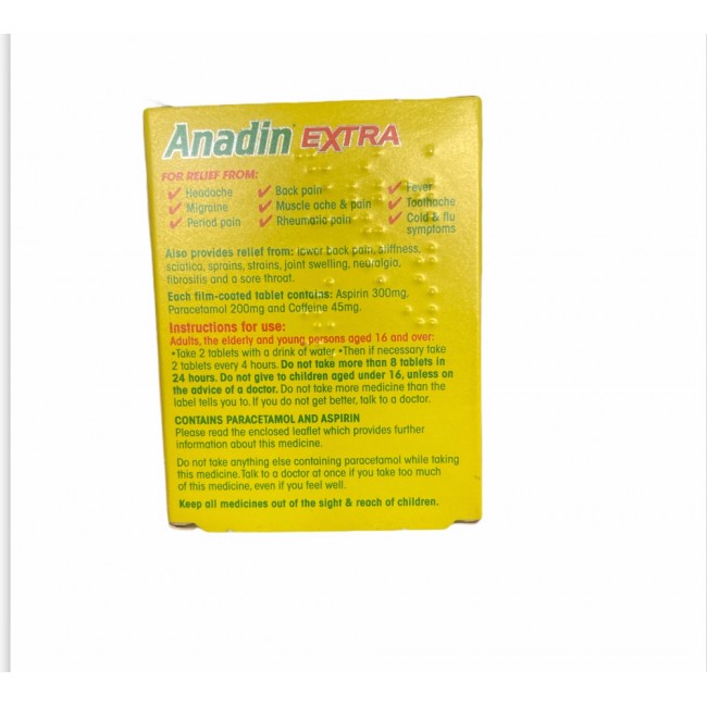 Anadin 12 Caplets Extra Aspirin And Paracetamol